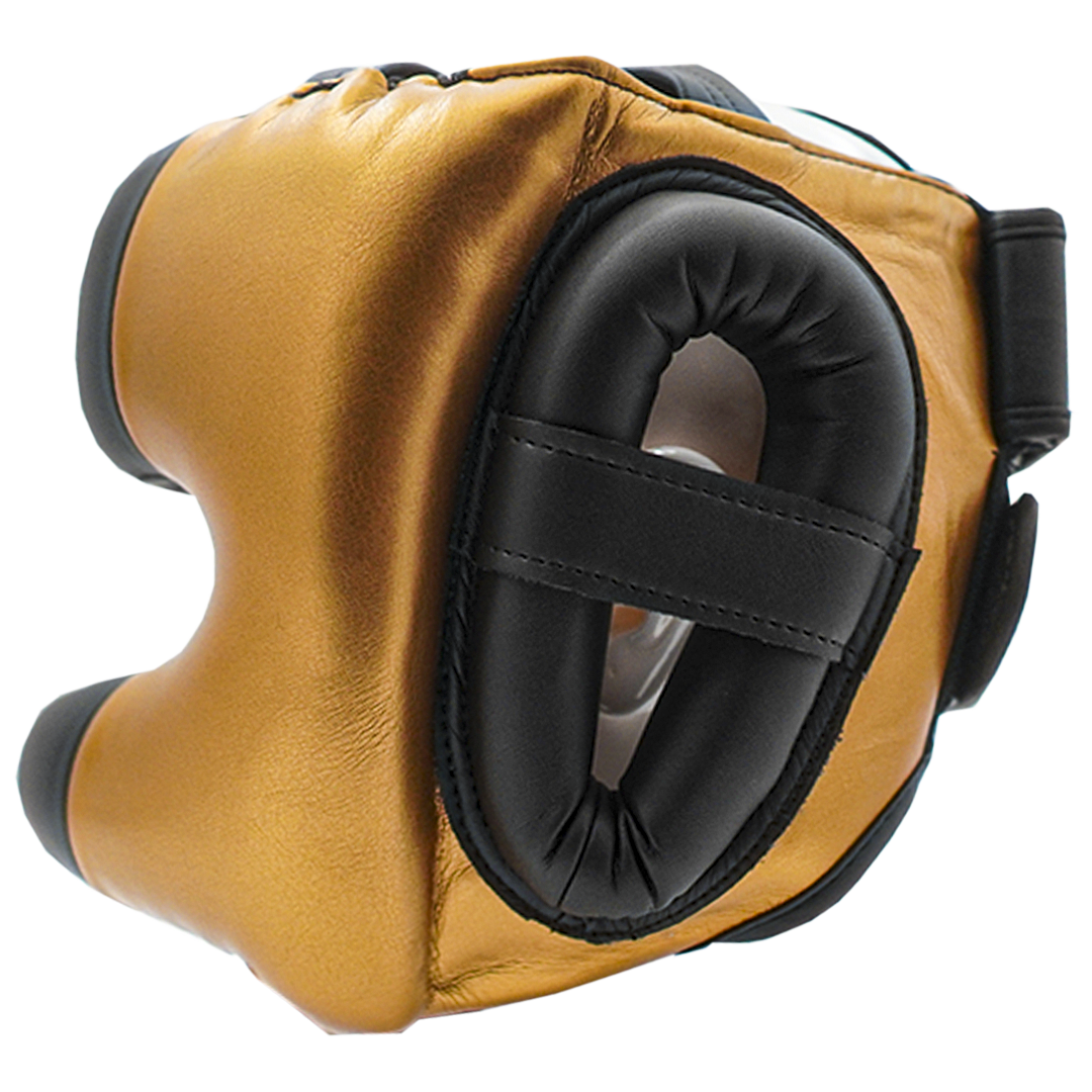 Head Guard Danger Face Bar Semi Leather Black/Gold – Danger Equipment