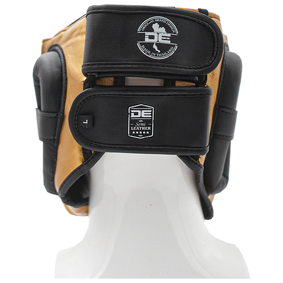 Head Guard Danger Face Bar Semi Leather Black/Gold – Danger Equipment